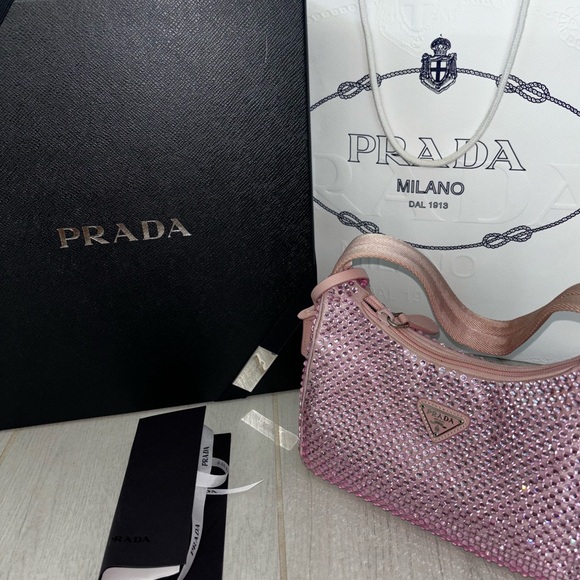 Prada | Bags | Prada Crystal Pink Shoulder Strap Bag | Poshmark